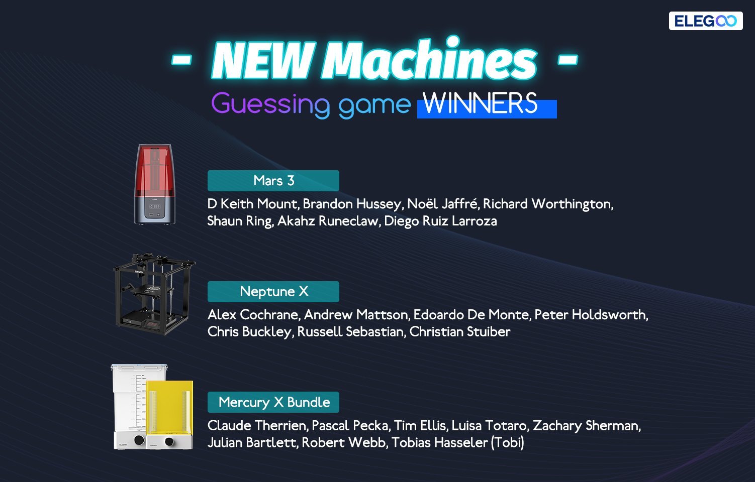 New Machines Guessing Game WINNERS Announcement – ELEGOO AU